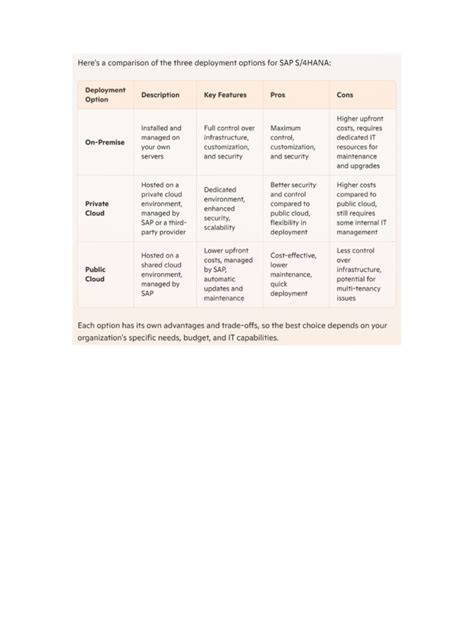 Comparison Cloud Vs On Prem Sap S4hana Pdf