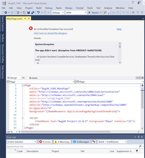 Hodentekhelp How Did You Fix The Unhandled Exception The App Didnt Start 0x8027025b