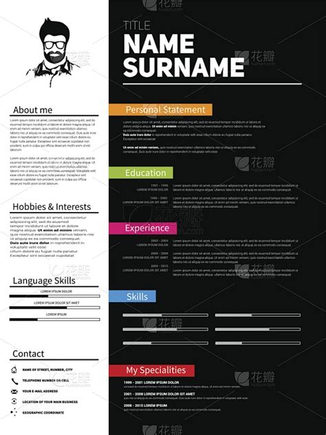 简历 模板 计划书 极简构图 德国段落标志 工作面试 时间轴 商务 专门技术 经理素材 花瓣网