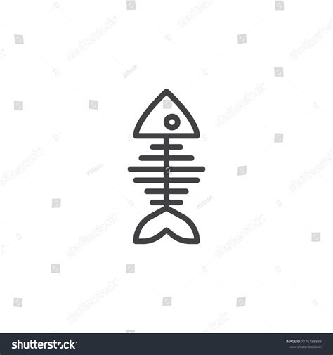 Fish Bone Outline Icon Linear Style Stock Vector Royalty Free 1176188833