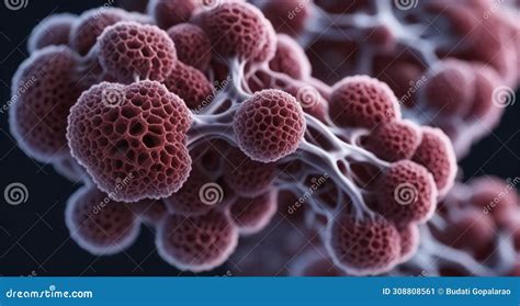 Microscopic View Of A Cluster Of Cells Magnified To Reveal Intricate