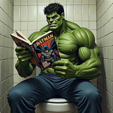 Strong Hulk Sitting On Toilet Image Created By User