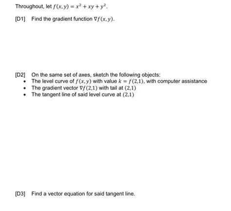 Solved Throughout Let F X Y X2 Xy Y2 [d1] Find The