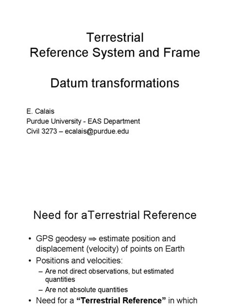 Terrestrial Reference System And Frame Pdf Geodesy Cartesian Coordinate System