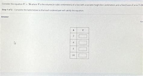 Solved Consider The Equation V H Where V Is The Volume In Chegg Com