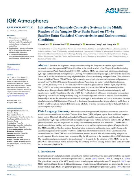 Initiations Of Mesoscale Convective Systems In The Middle Reaches Of The Yangtze River Basin