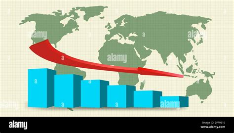 World Crisis Decrease Chart Moving Down Arrow On Background Global