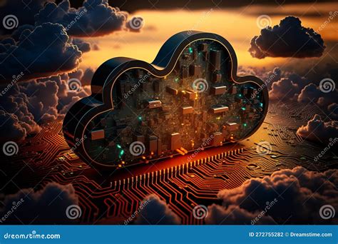 Cloud Computing Technology Concept Generative Ai Stock Illustration Illustration Of Protect