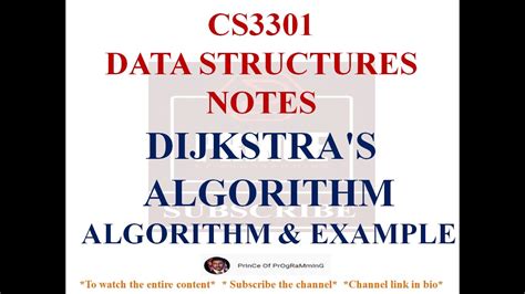 Dijkstras Algorithm Notes Cs3301 Datastructures Notes Youtube