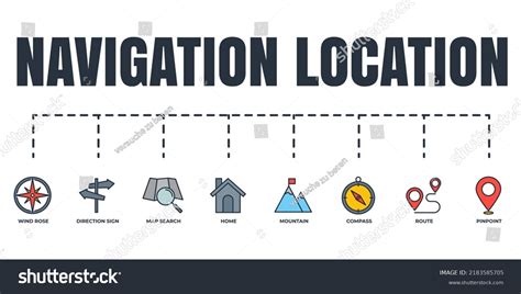 Navigation Location Banner Web Icon Set Stock Vector Royalty Free