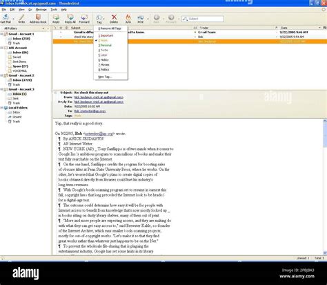 This Undated Computer Screen Shot Shows Thunderbird 2 E Mail Program