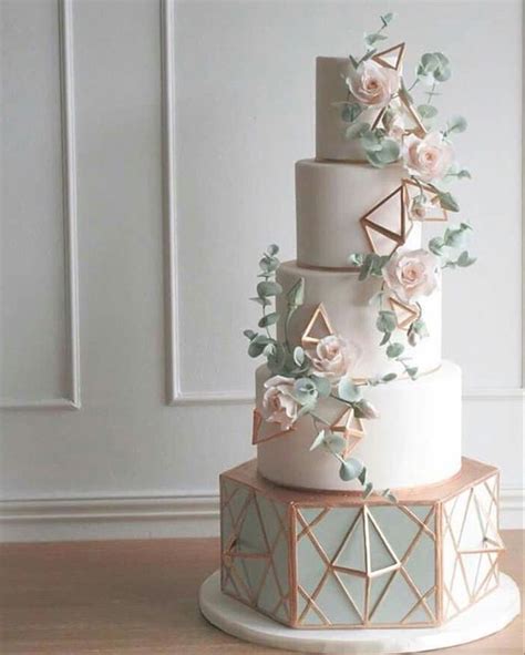 We Love This Geometric Cake Its So On Trend Wedding Cakes Gorgeous Cakes Wedding Cakes Blue