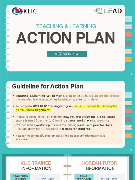 Example Klic Teaching And Learning Action Plan Pdf Online And Offline Educational Technology