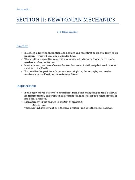 Kinematics Pdf Acceleration Kinematics