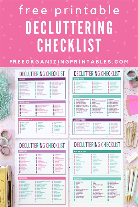 free printable declutter checklist for a tidy home
