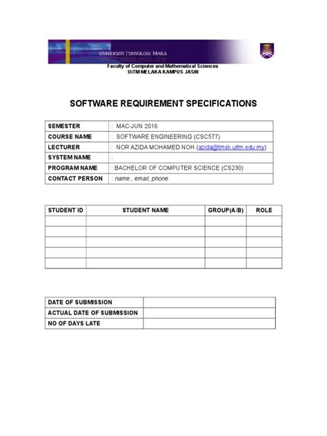 srs template pdf use case system