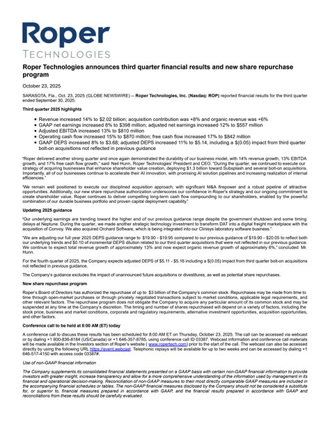 Rop Q3 2025 Earnings Report On 10 23 2025