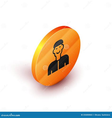 Isometric Positive Thinking Icon Isolated On White Background Orange Circle Button Vector