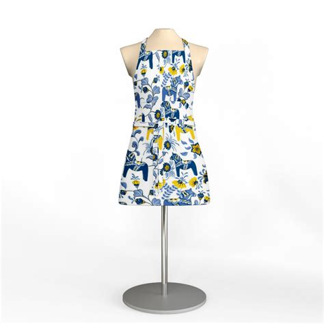 Leksand Blågul Förkläde Med Ficka Arvidssons