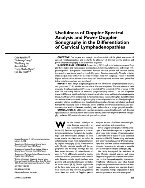 Pdf Usefulness Of Doppler Spectral Analysis And Power Doppler