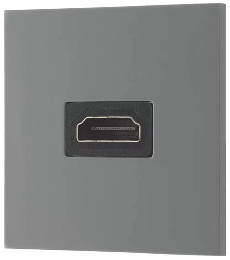 British General Single Modular Hdmi Outlet Grey With Black Inserts Screwfix