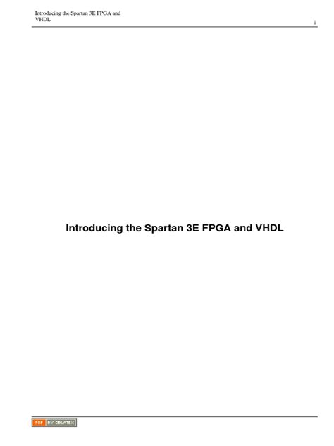 introducing the spartan 3e fpga and vhdl pdf