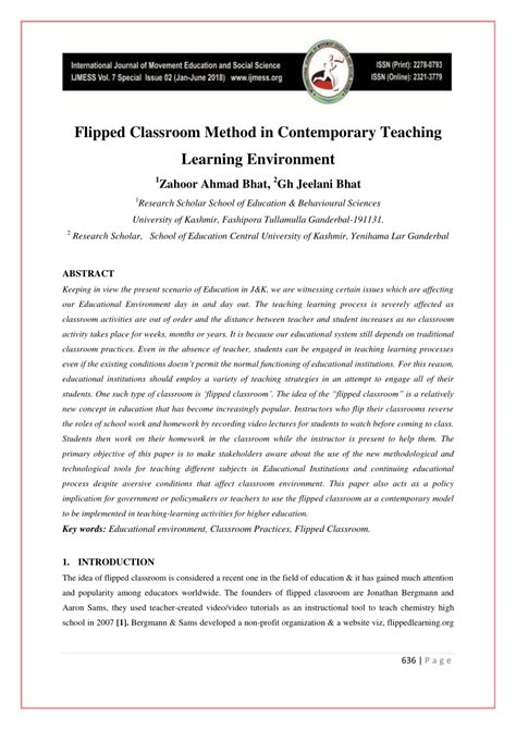 pdf flipped classroom method in contemporary teaching learning environment