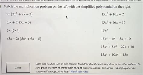 Solved Match The Multiplication Problem On The Left With The