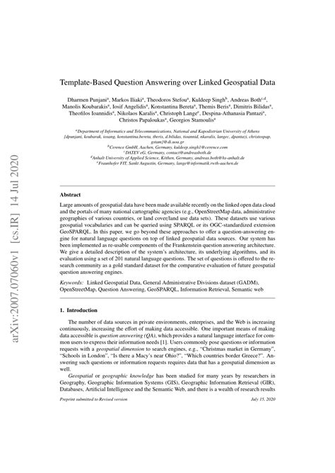 Pdf Template Based Question Answering Over Linked Geospatial Data