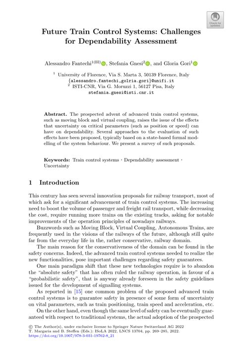 Pdf Future Train Control Systems Challenges For Dependability Assessment
