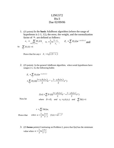 Homework 3 With Solutions Advanced Statistics And Natural Language Processing Ling 572 Docsity