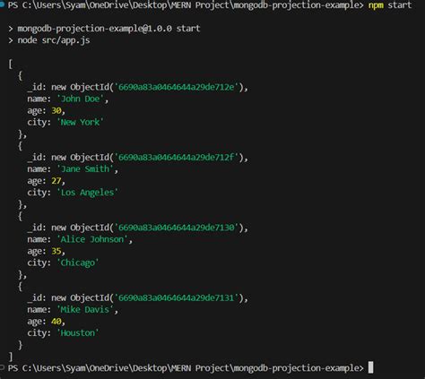 How To Perform Find Operation With Projection In Mongodb Using Nodejs