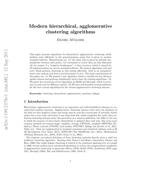 Modern Hierarchical Agglomerative Clustering Algorithms Deepai