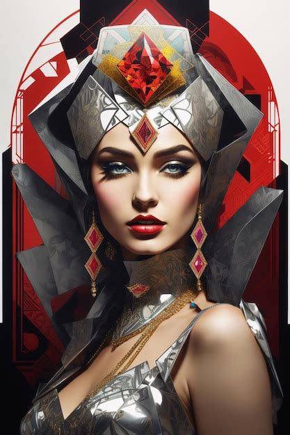 Premium Ai Image Queen Of Clubs Playing Card Custom Vintage Illustration