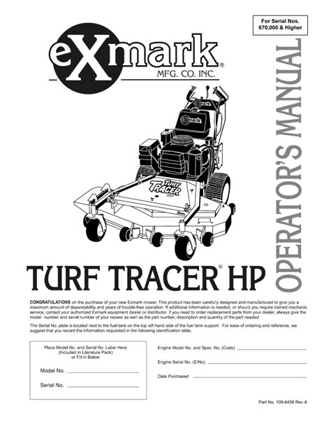 exmark turf tracer manual