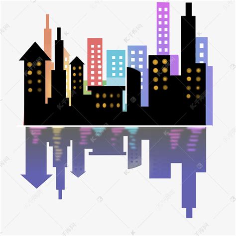 卡通黑色城市剪影素材图片免费下载 千库网