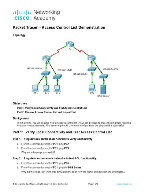 5 2 2 4 packet tracer acl demonstration pdf internet protocols