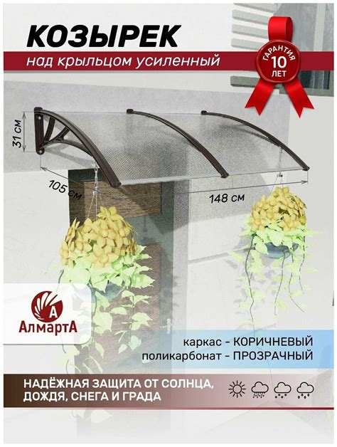 Усиленный козырек над крыльцом дверью входом окном для дома и дачи