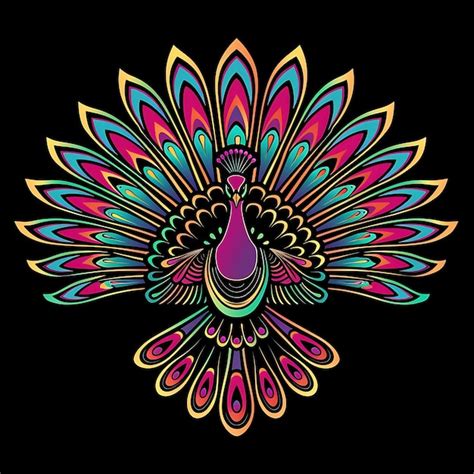 Premium Photo A Colorful Design Of A Peacock Is Shown In A Black
