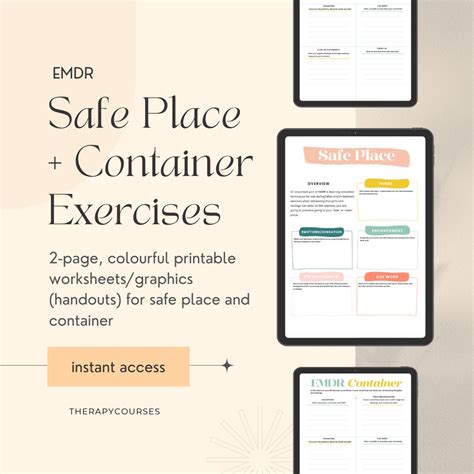 Emdr Container Exercise Worksheet Emdr Safe Place Exercise Worksheet Pdf Handouts For