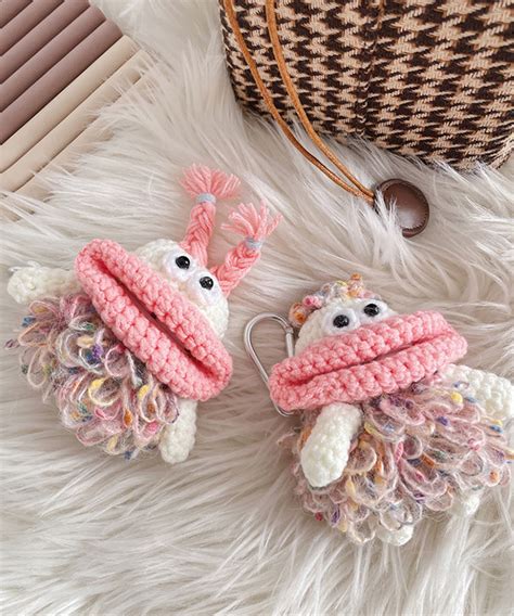 핑크 왕입술 에어팟 뜨개 유니크 특이한 힙 키치 하이틴 털 애플 이어폰 겨울 귀여운 우정 커플 친구 생일 선물 케이스 에어팟케이스 1세대 2세대 프로 3세대 에이블리