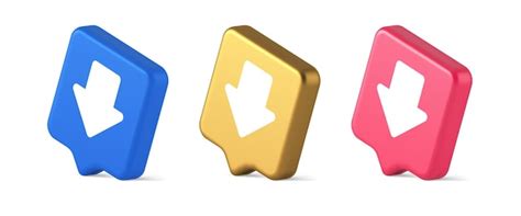 Premium Vector Arrow Down Button Keyboard Navigation Pointer Cyberspace Downloading Web App 3d