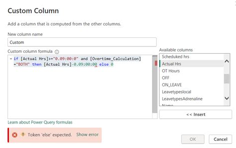 Token Else Expected Error Microsoft Fabric Community