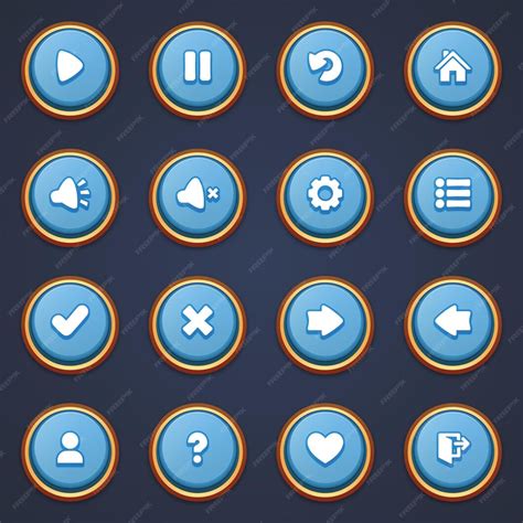 premium vector set of blue buttons for mobile games game interface