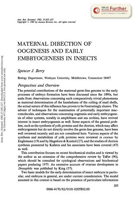 Pdf Maternal Direction Of Oogenesis And Early Embryogenesis In Insects Dokumen Tips