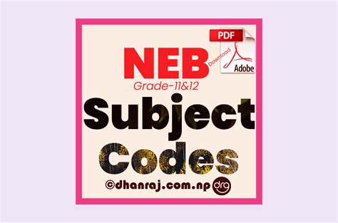 Subject Codes Of Grade 11 And Grade 12 National Examination Board