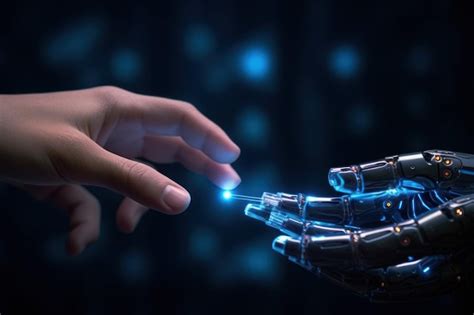 Premium Ai Image Artificial Intelligence Robot Finger Touching To Human Finger Generative Ai