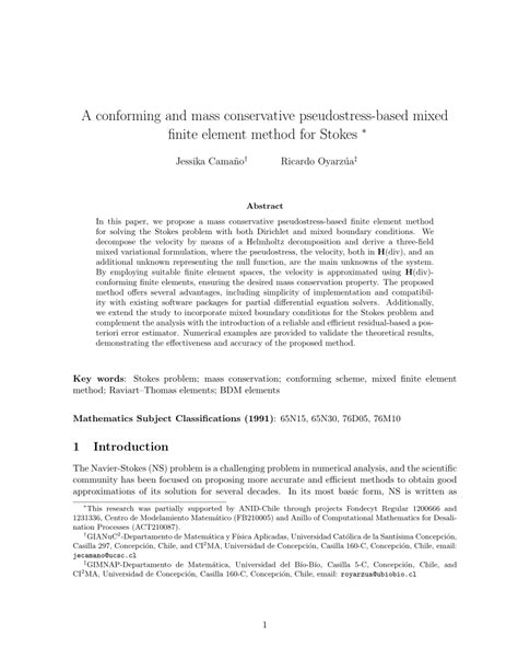 Pdf A Conforming And Mass Conservative Pseudostress Based Mixed Finite Element Method For Stokes