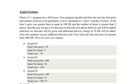 Solved Task2 Problem Write A C Program For A Bill
