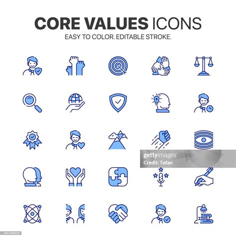 Core Values Icon Set Vision Icon Pack Easy To Color Business And